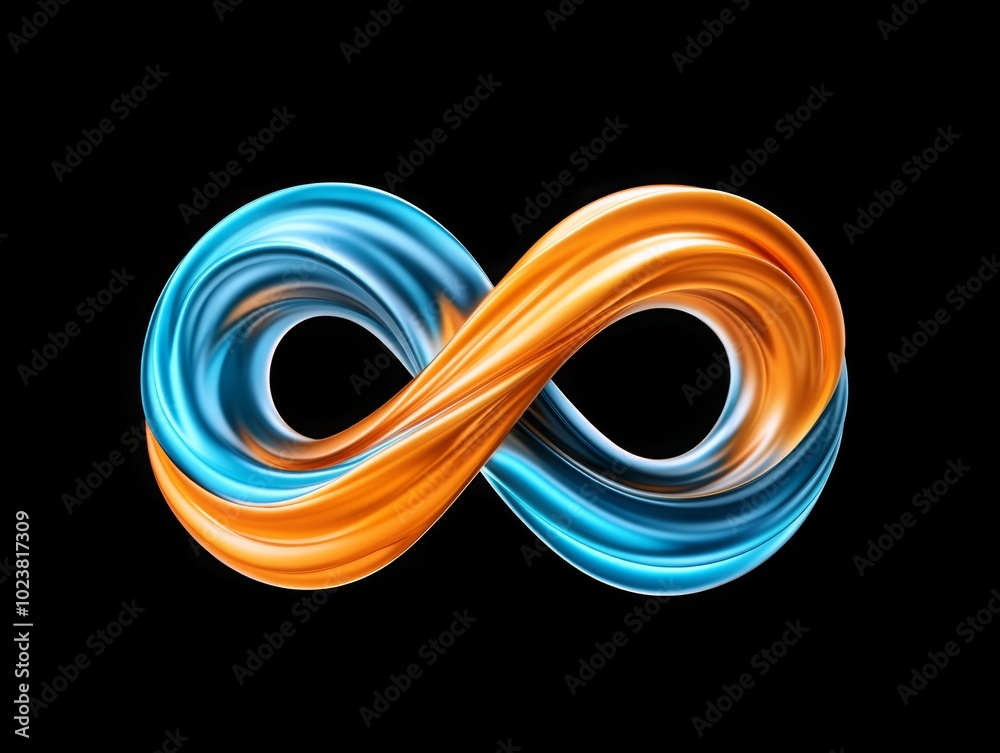 3D Infinity Symbol logo with orange and teal Gradient, for Futuristic ...