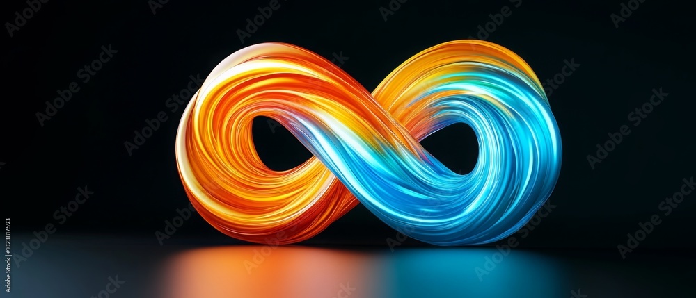 3D Infinity Symbol logo with orange and teal Gradient, for Futuristic ...