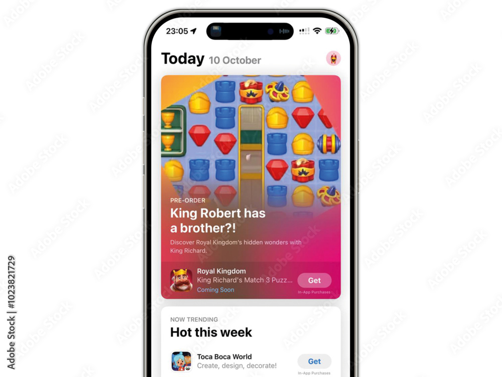 New iPhone 16 Pro Max, App Store feed open on screen Stock Vector ...