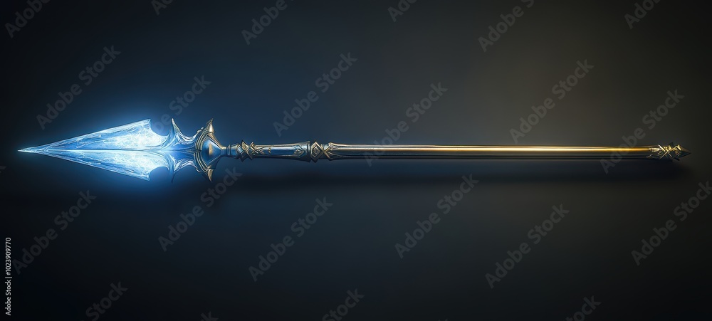 A simplified design of a magical spear with a radiant tip and clean ...