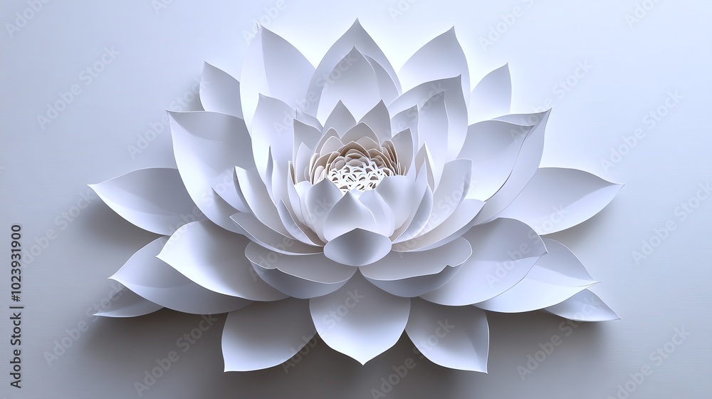 Symmetrical paper cut lotus flower with evenly spaced petals, creating ...