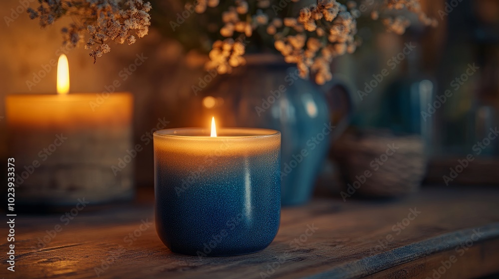 Elegant scented candles with a unique design adorn a table, creating a ...