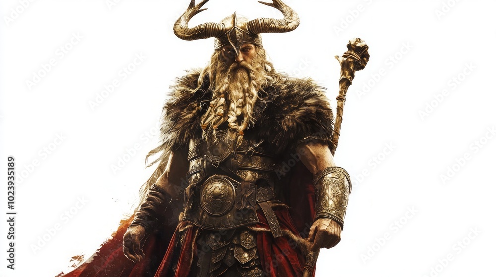 Heimdall the watchful god of the Norse myths is depicted with majestic ...