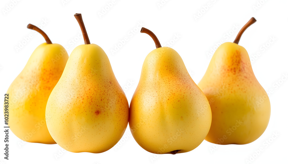 Pear isolated png. Four yellow pears with red side on transparent ...