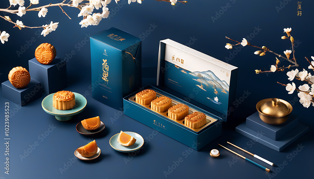 Artistic design of top-tier mooncake packaging for the Mid-Autumn ...