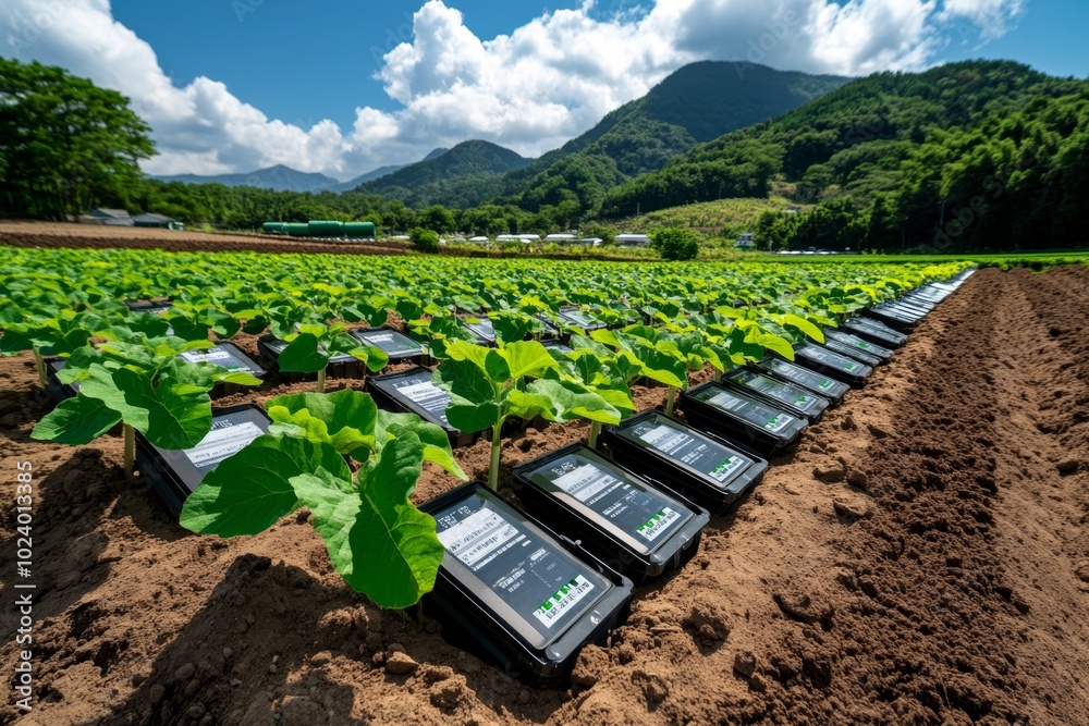 Automated weather stations installed on rural farmland, providing real ...