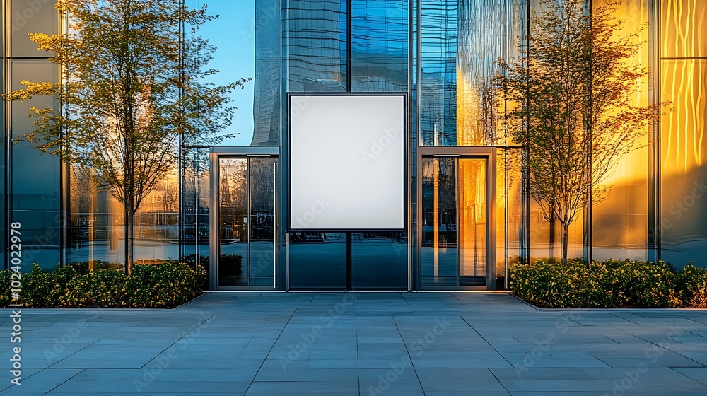 Digital Signage at a Modern Office Building Entrance: A sleek digital ...