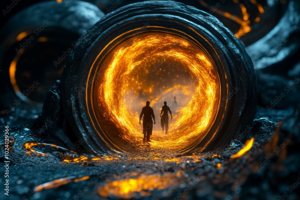 3D-animated portal opening to a supernatural realm, with swirling ...