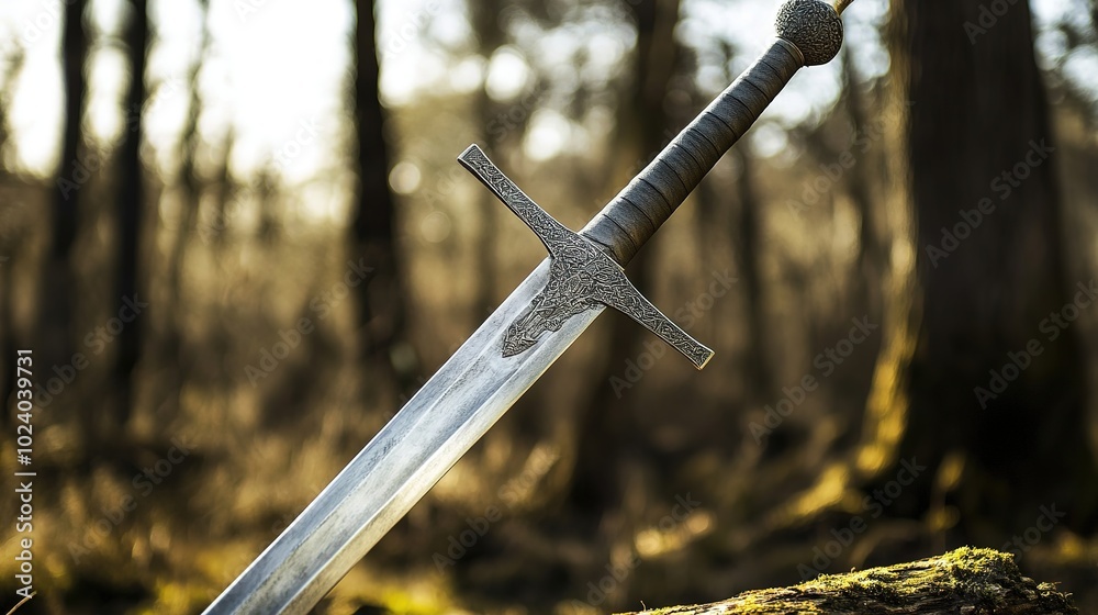 A detailed illustration of a traditional Claymore sword, featuring its ...