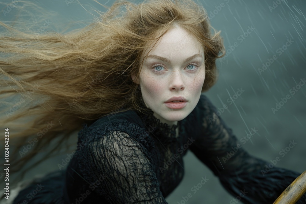 Mystical figure: the presence of a witch, embodying ancient lore and ...