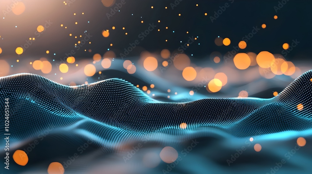 Futuristic Digital Landscape with Neural Networks Machine Learning Algorithms and Connected Data ...