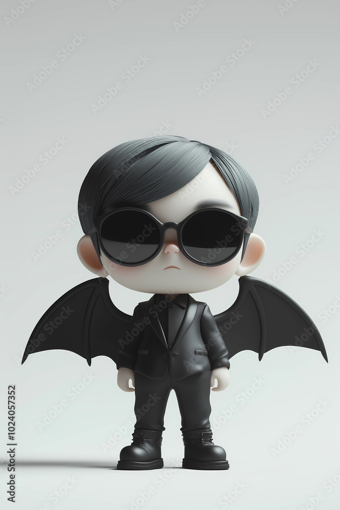 Cute vampire boy wearing a black suit and sunglasses, with short hair ...