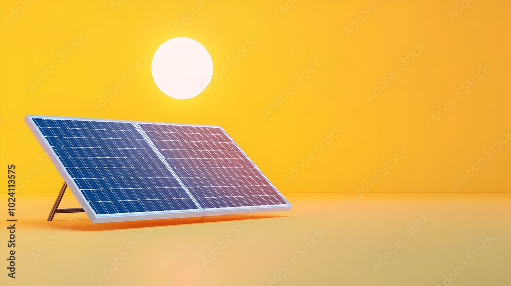 Vivid and captivating side view of a solar energy panel in a flat ...