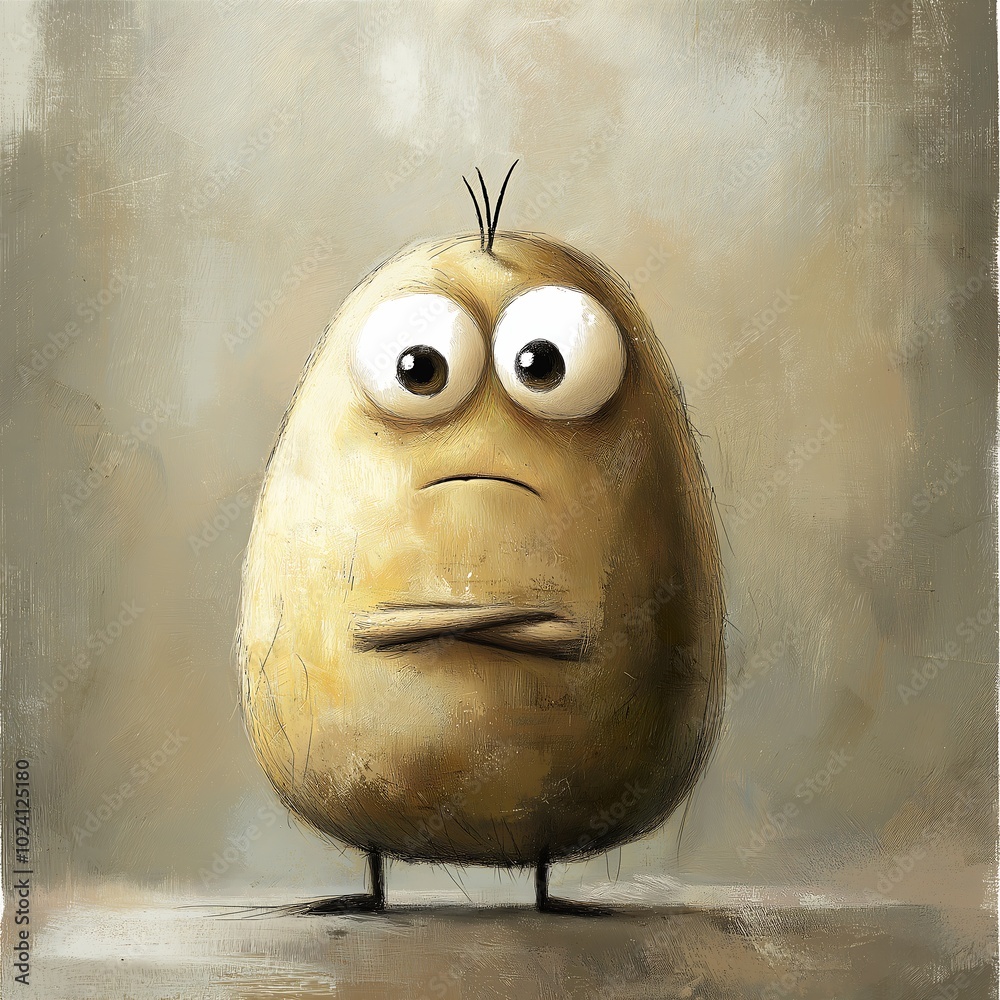 potato eyes frown grey background worry serious cartoon bugbear baleful ...