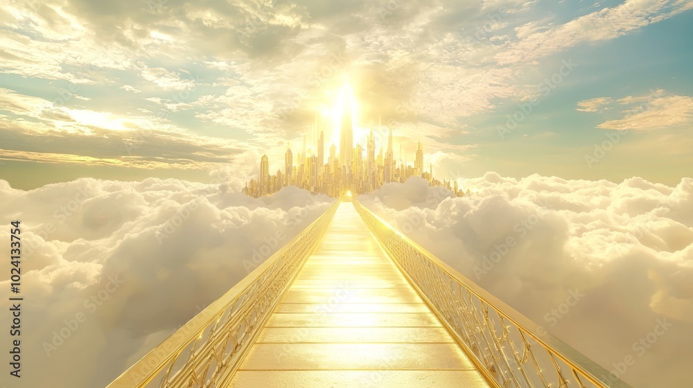 Majestic Path To Divine City - A Surreal Christian Heaven 3D Render ...