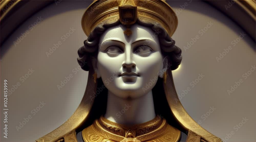 Golden statue of the Virgin Mary with Jesus, showcasing intricate ...