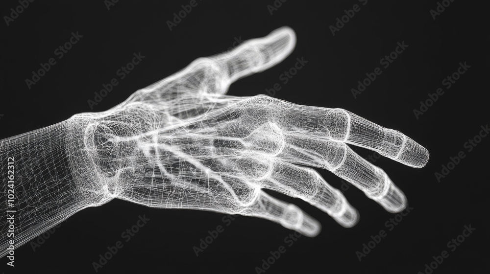 A 3D model of a human hand, showing how future technology can create ...