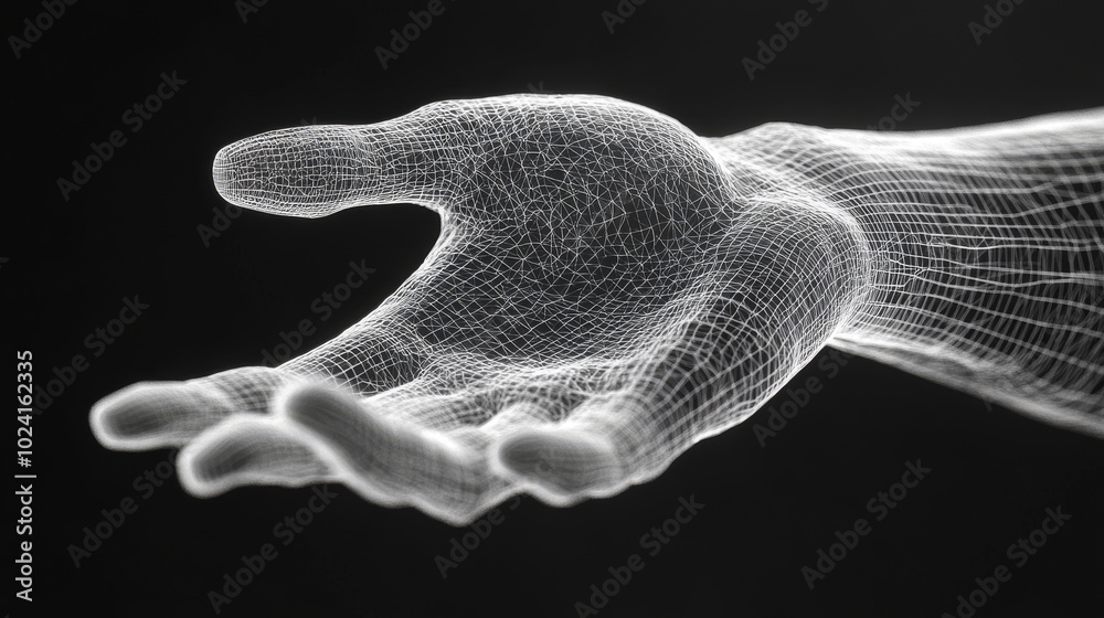 A 3D model of a human hand, showing how future technology can create ...