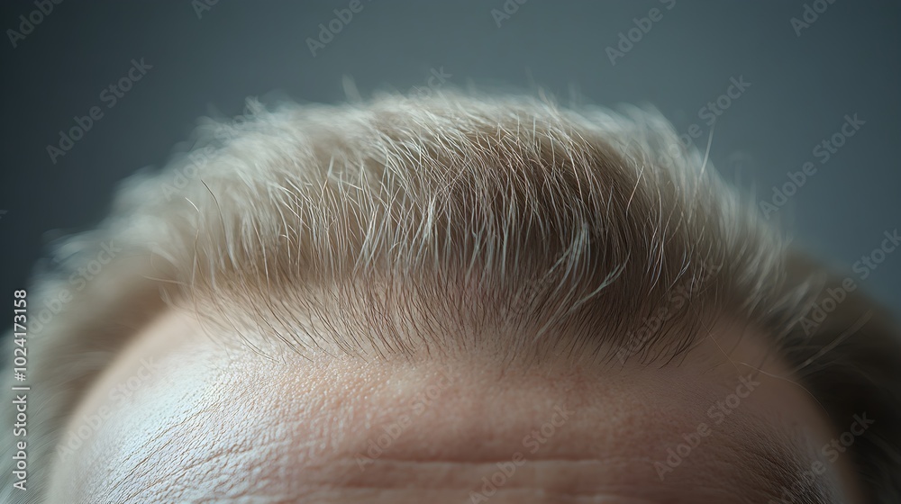 Close-up photograph of the crown of the head, before and after hair ...