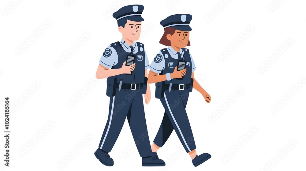 Police officers on patrol " cartoon of a male and female police officer ...