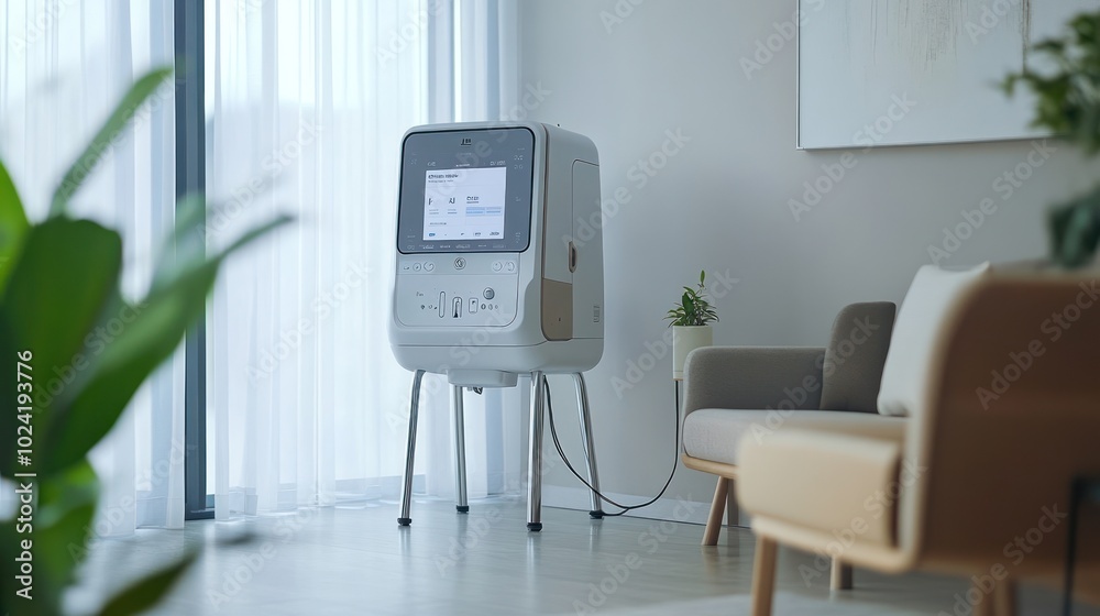 A home dialysis machine featuring a sleek design, with a user-friendly ...