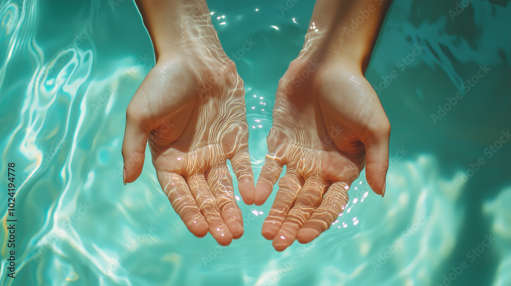 Hands Holding Water: Two hands cupped together gently holding a pool of ...