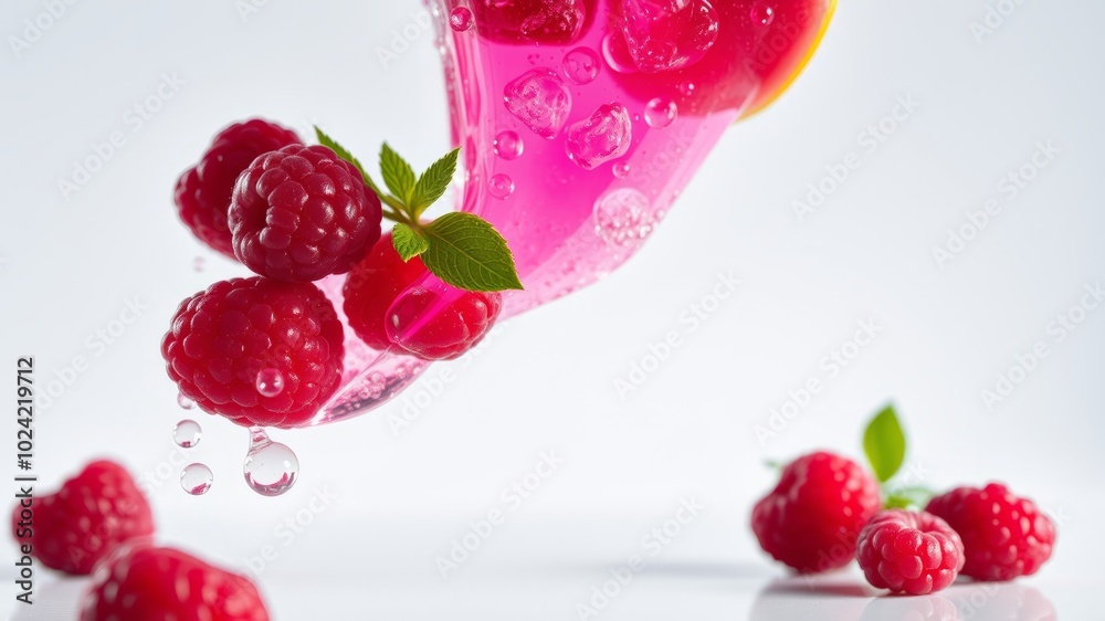 Refreshing Raspberry Lemonade with Soda Water in High-Resolution PNG ...