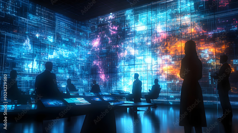 Foto de dynamic business meeting in a hightech conference room with ...