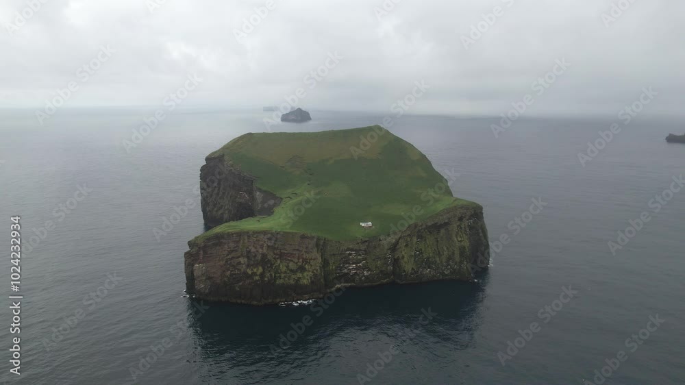 Aerial Footage of an isolated and deserted island in Iceland with a ...