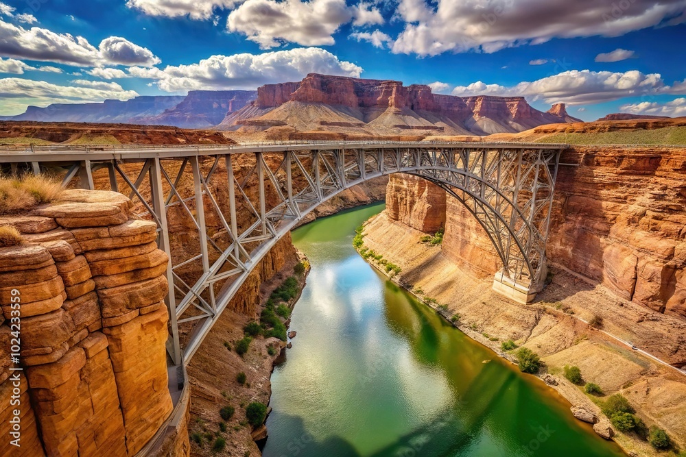 Twin bridge spans over Colorado River in Marble Canyon near Page ...