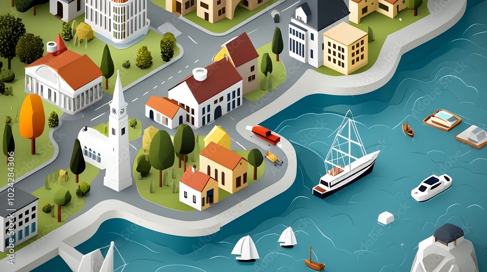 Detailed city map layout showcasing streets buildings and landmarks ...