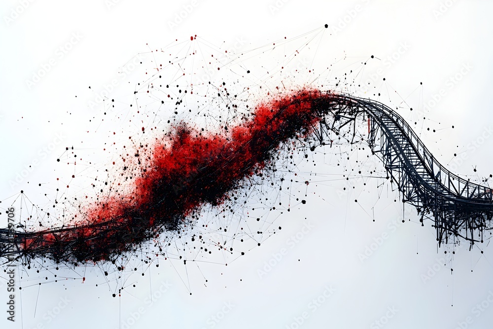 Disintegrating Graph Lines Transforming Into Roller Coaster Ride Amidst ...