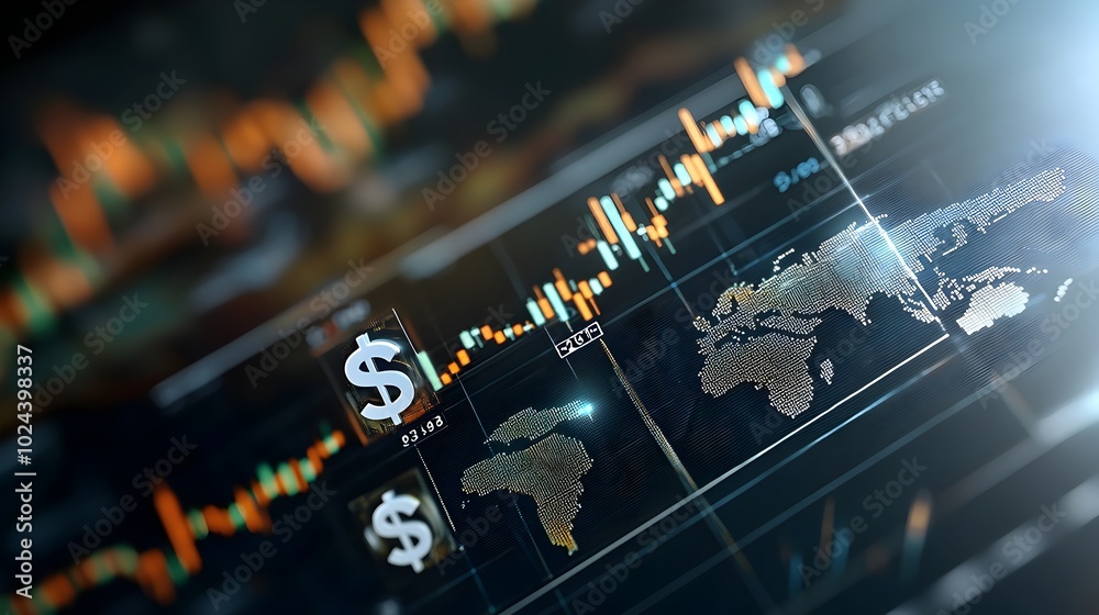 Captivating abstract depicting a complex global financial network with ...