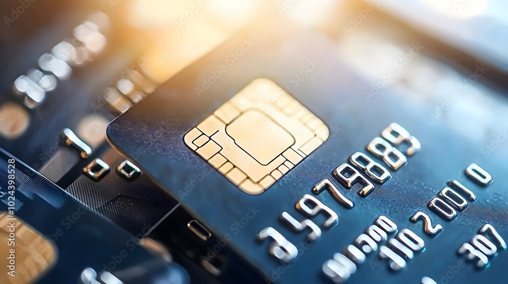 Detailed Macro Photography of Credit Card Numbers with a Soft Blurred ...