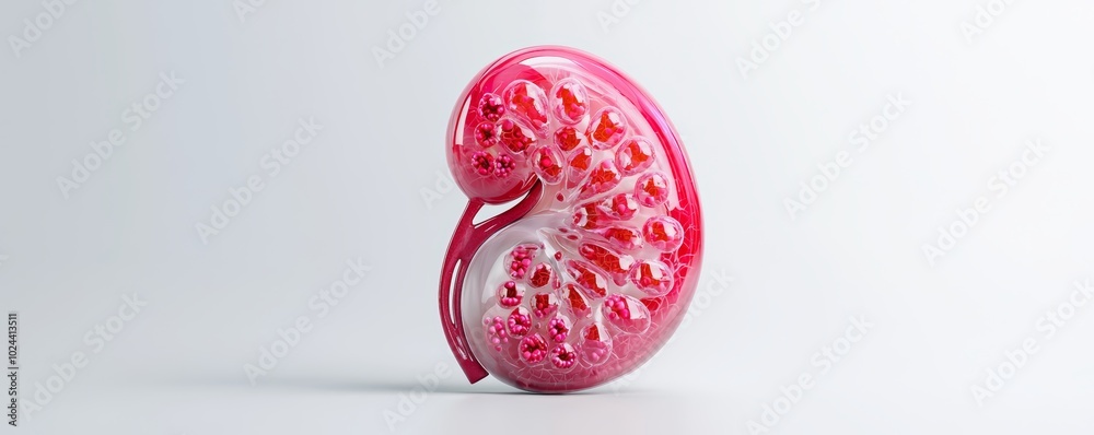 Ilustrace „A realistic 3D model of the kidney showing both the external ...