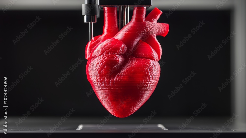 A 3D printing machine forming the chambers of a human heart, with bio ...