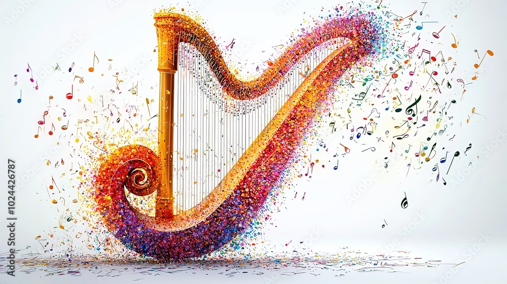 A visually striking particle-based harp creation, featuring a whirlwind ...
