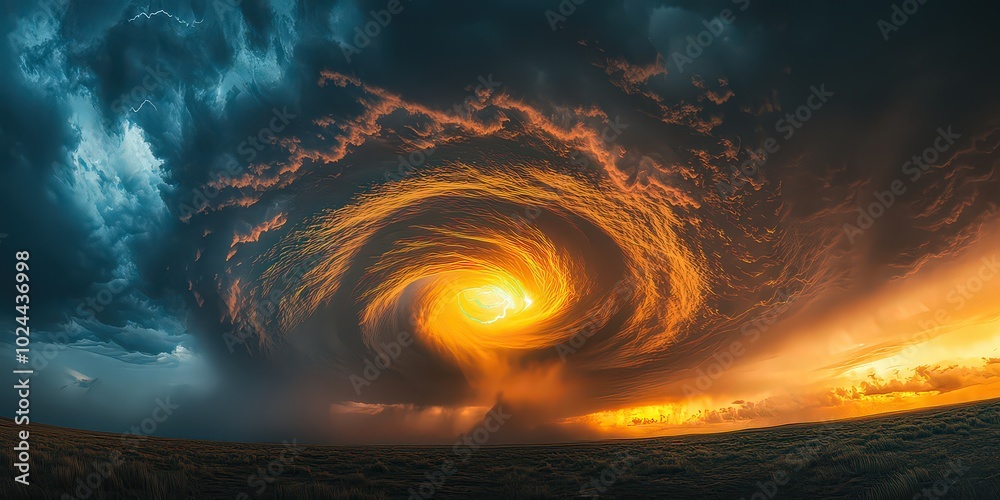 Photo & Art Print terrifying tornado spirals upward, with its violent ...