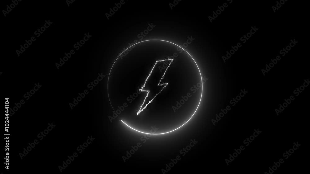 Neon color battery charging power icon.. Neon bolt sign in the circle ...