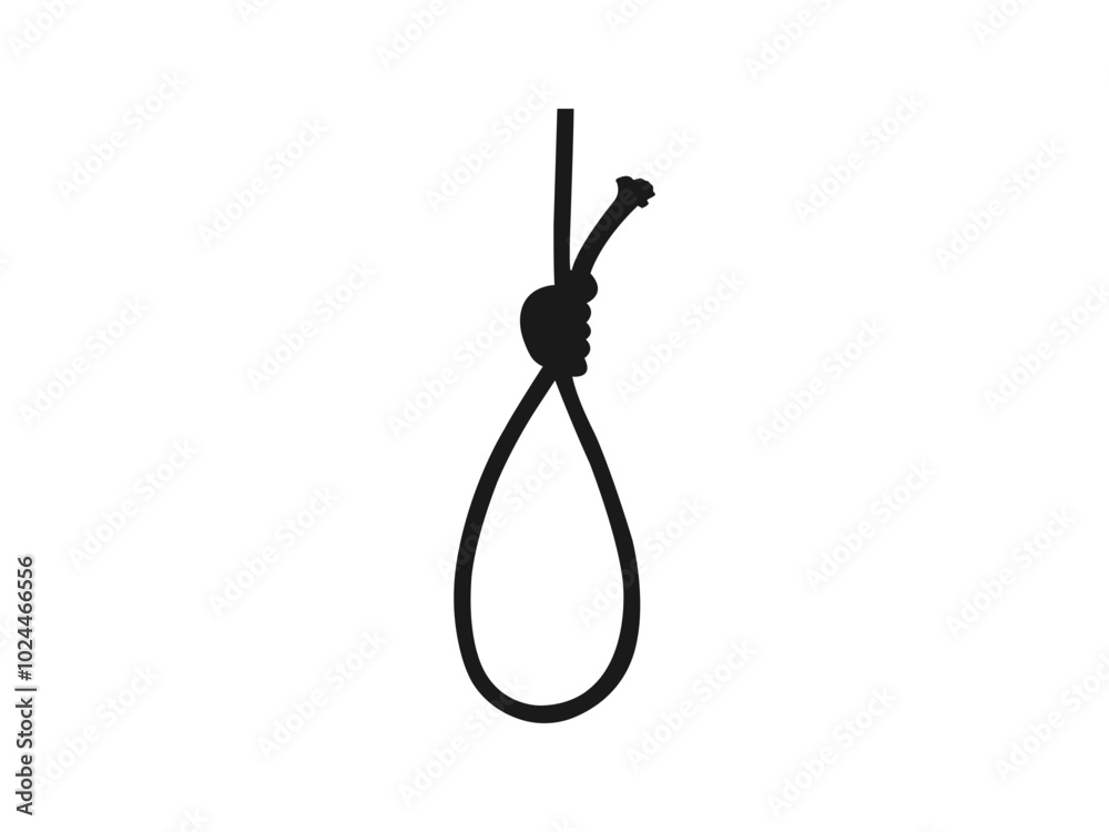 Vetor de Hangman's knot symbol. Rope hanging loop. Noose black icon ...