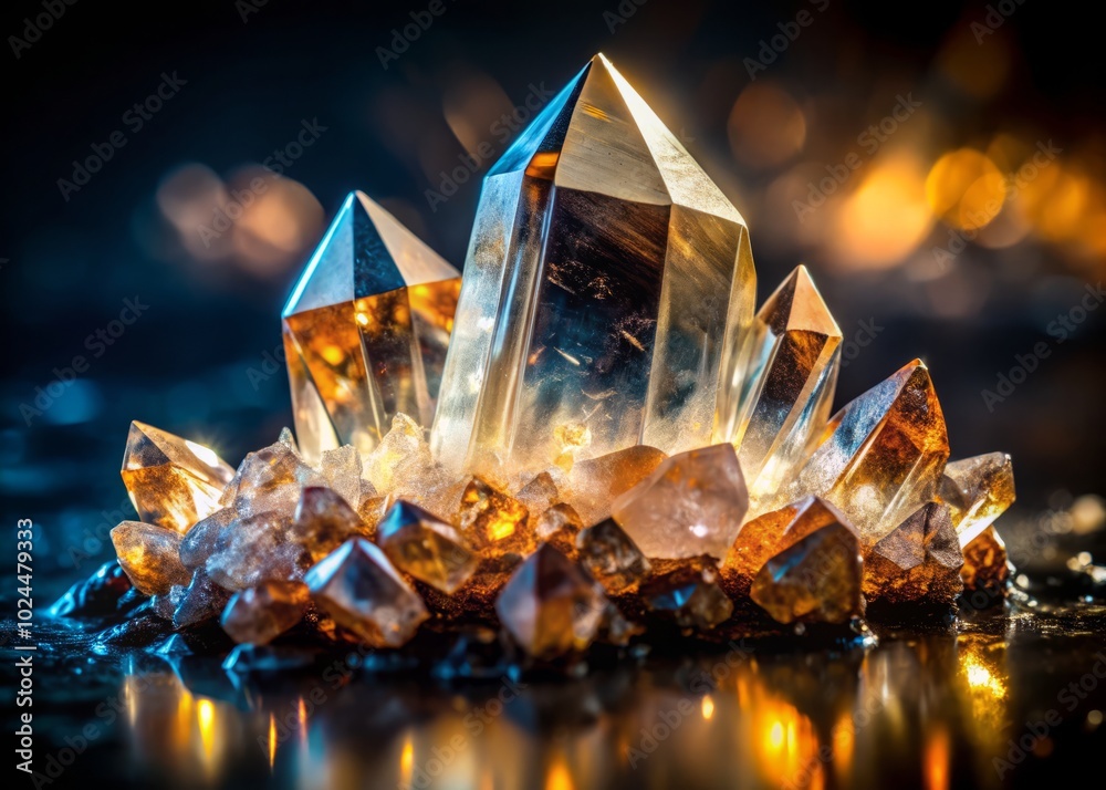 Remarkable close-up of quartz crystal adorned with iron inclusions ...