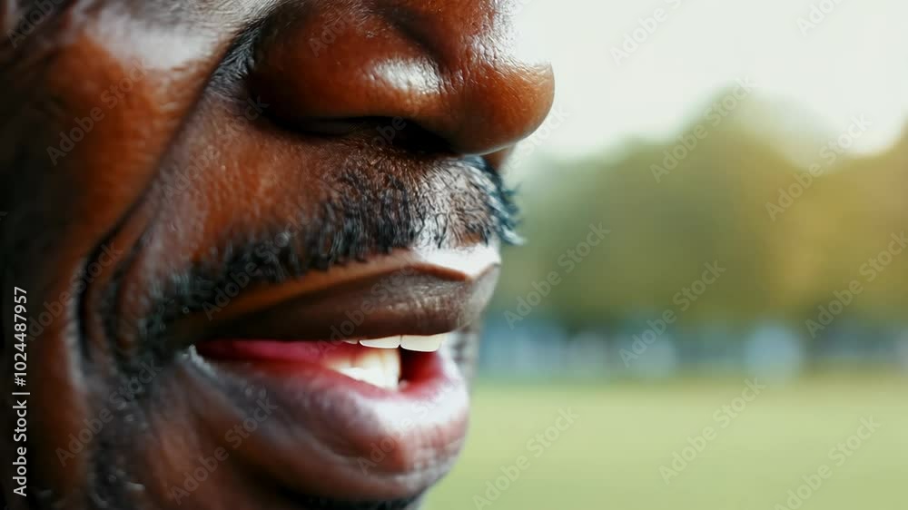 Close-up static video of an elderly black man with deep-set eyes ...
