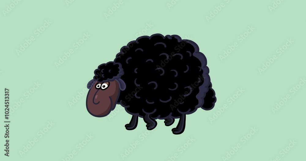 Black sheep one step animation isolated. Cartoon animated seamless ...