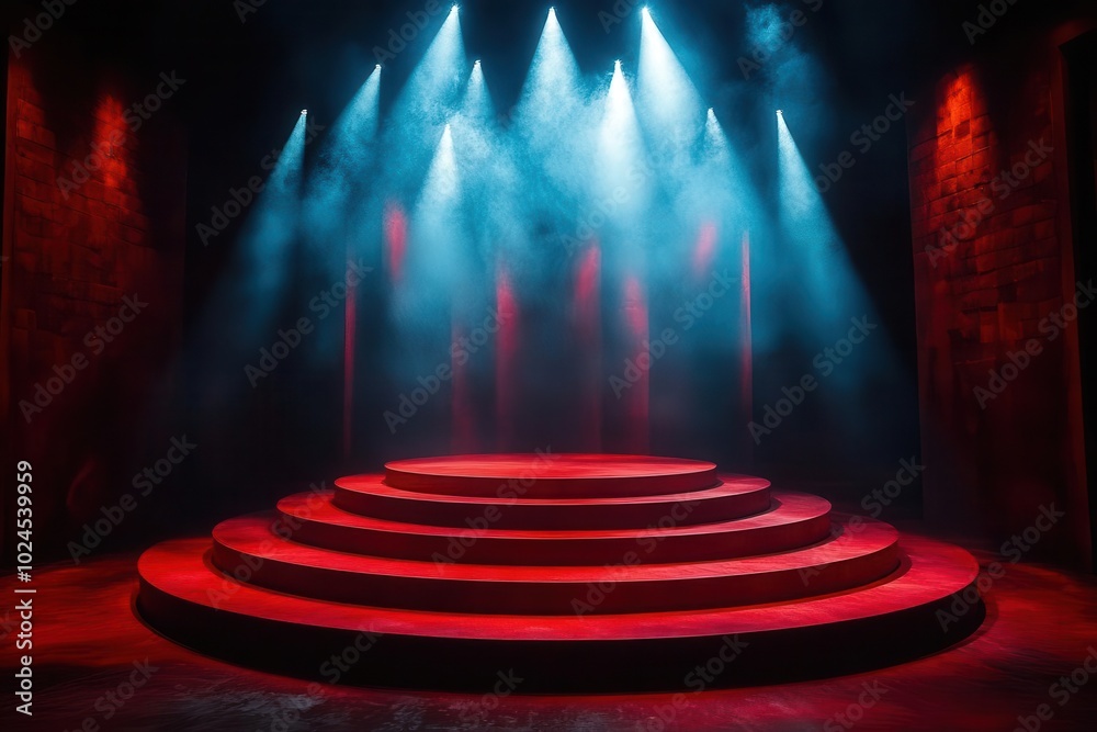 theater stage set for a grand performance brightly lit with dynamic ...