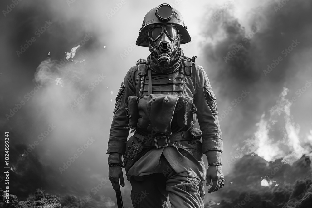 Photographs that fuse the elegance of the soldiers with the gas mask ...
