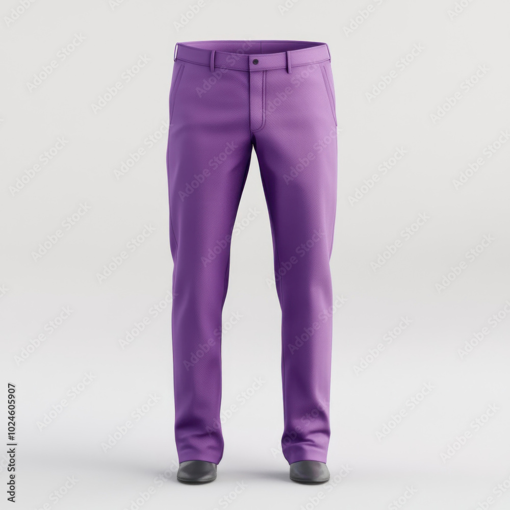 Man in purple suit & black shoes walks confidently down bustling city ...