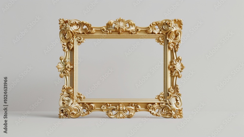 Gold baroque frame mockup intricate design with bold scrolls rich ...