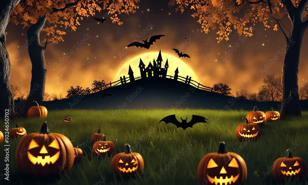 Halloween animation scary night of halloween. Looping halloween ...