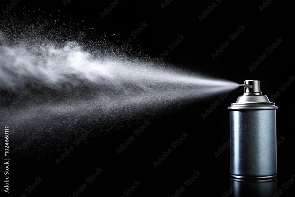 Spray mist of aerosol jet splash on black background realistic effect ...
