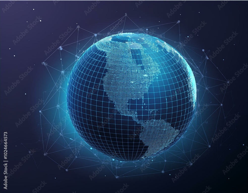 Earth globe low poly art illustration. 3d polygonal planet. Outer space ...